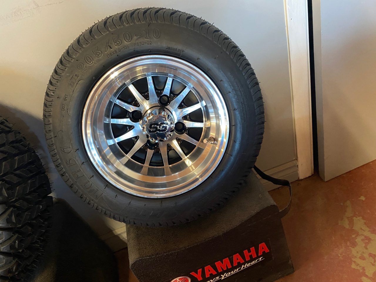 10x7 MACHINED/BLACK WHEEL (3:4 OFFSET) WITH 205/50-10 GTW MAMBA STREET ...
